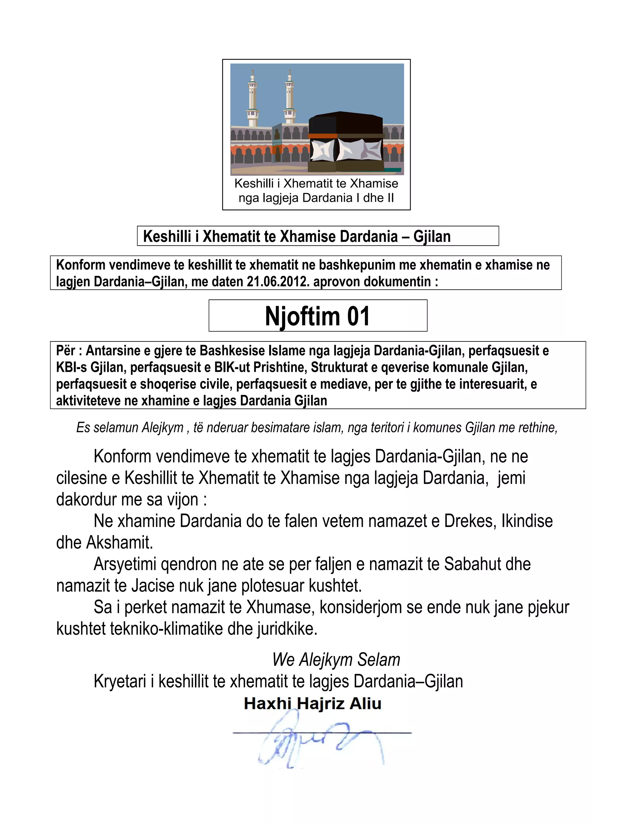 Njoftim 1 per namaz | PDF