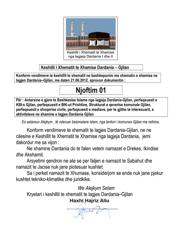 Njoftim 1 per namaz | PDF