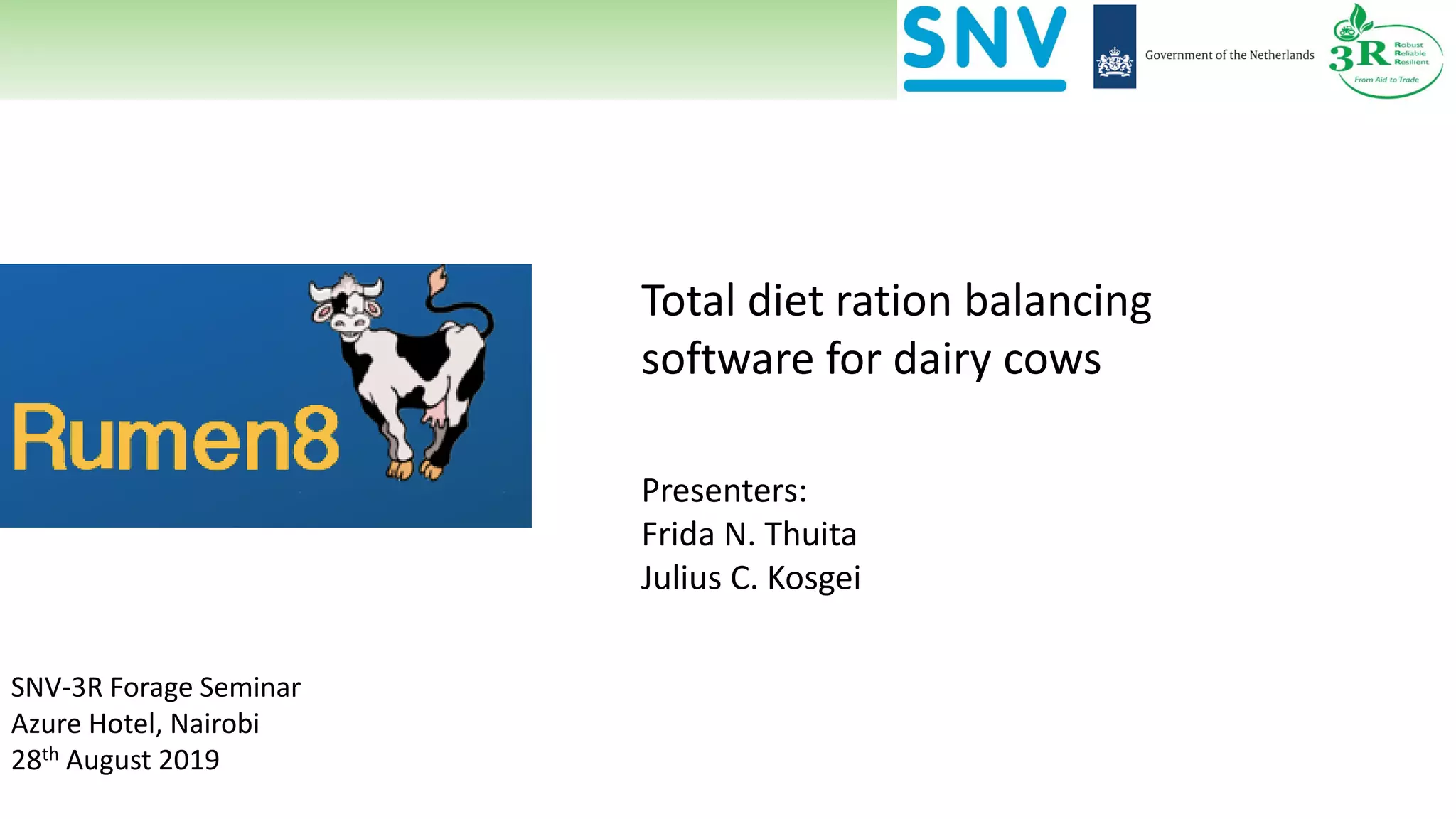 Total diet ration balancing software for dairy cows | PPT