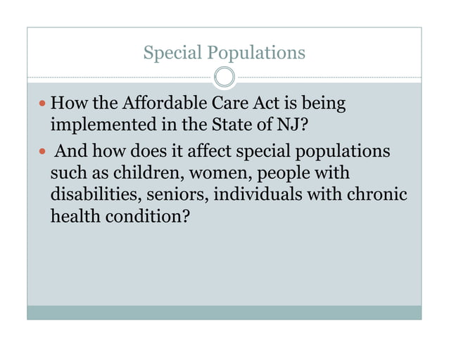 Health Care Reform: Implications for Special Populations | PPT