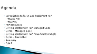 Getting started with Office365/SharePoint Patterns and Practices | PPT