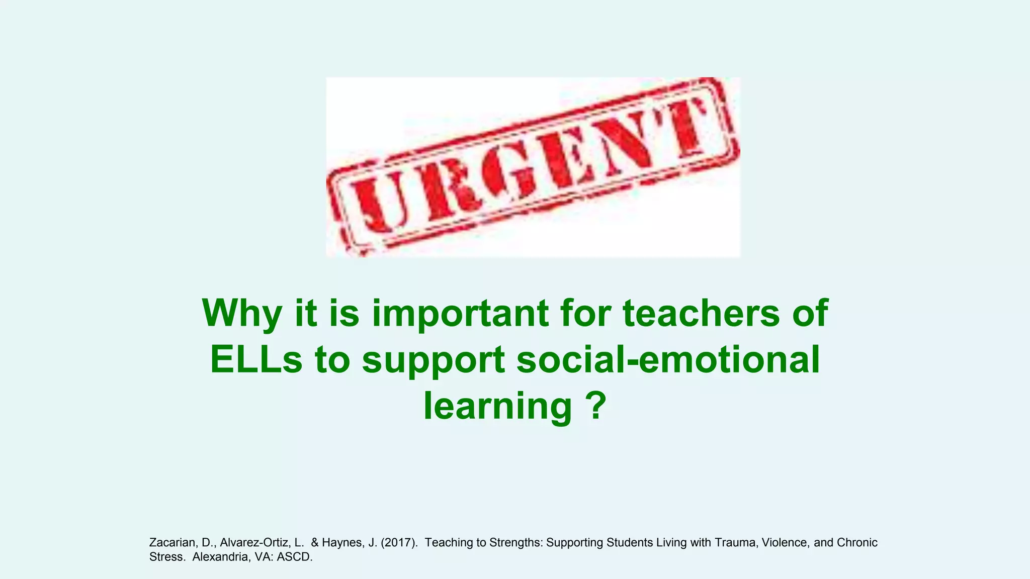 Supporting Social-Emotional Development of Elementary ELLs | PPT