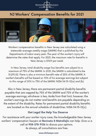 NJ Workers' Compensation Benefits for 2021 | PDF