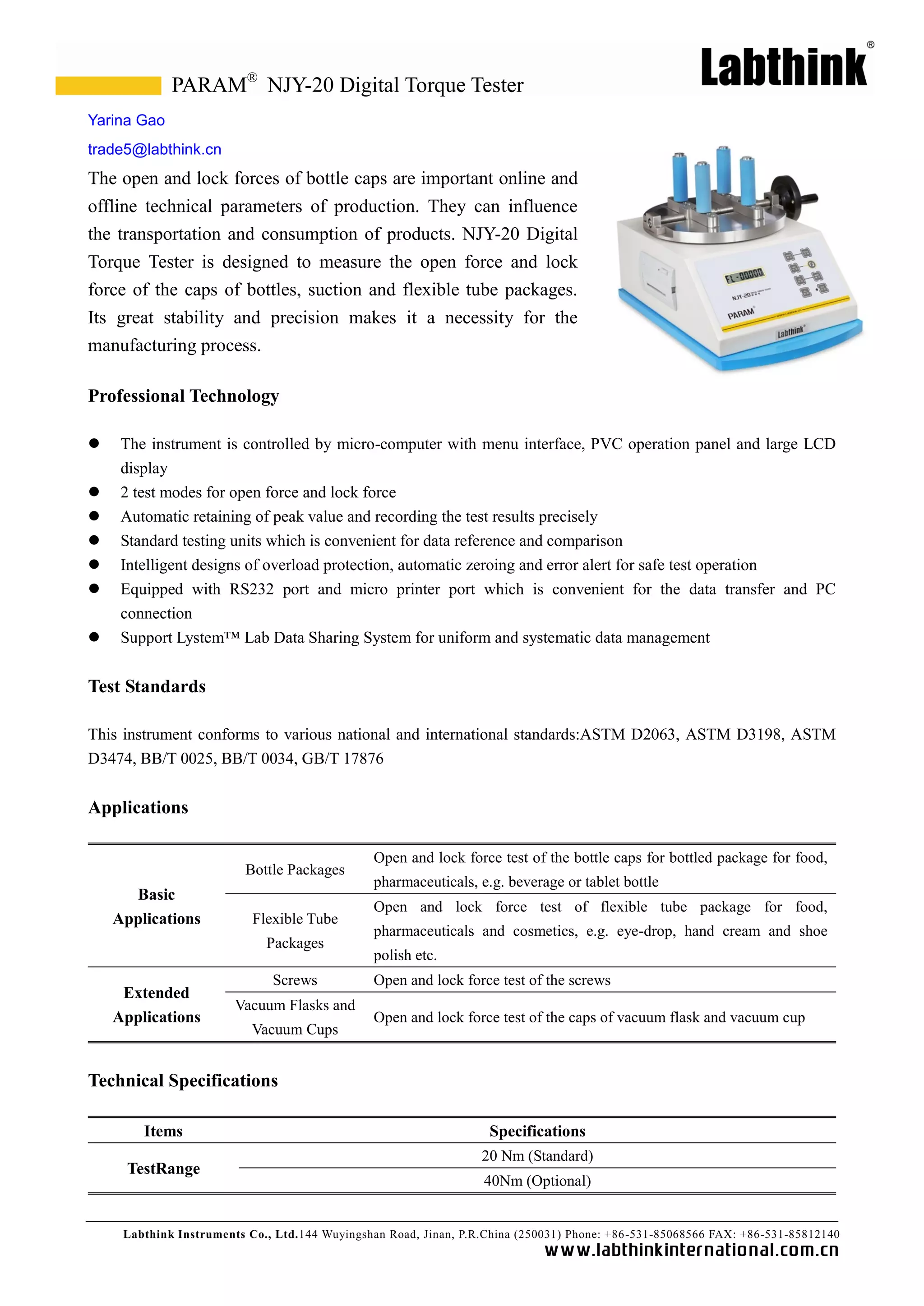 Digital bottle cap torque tester | PDF