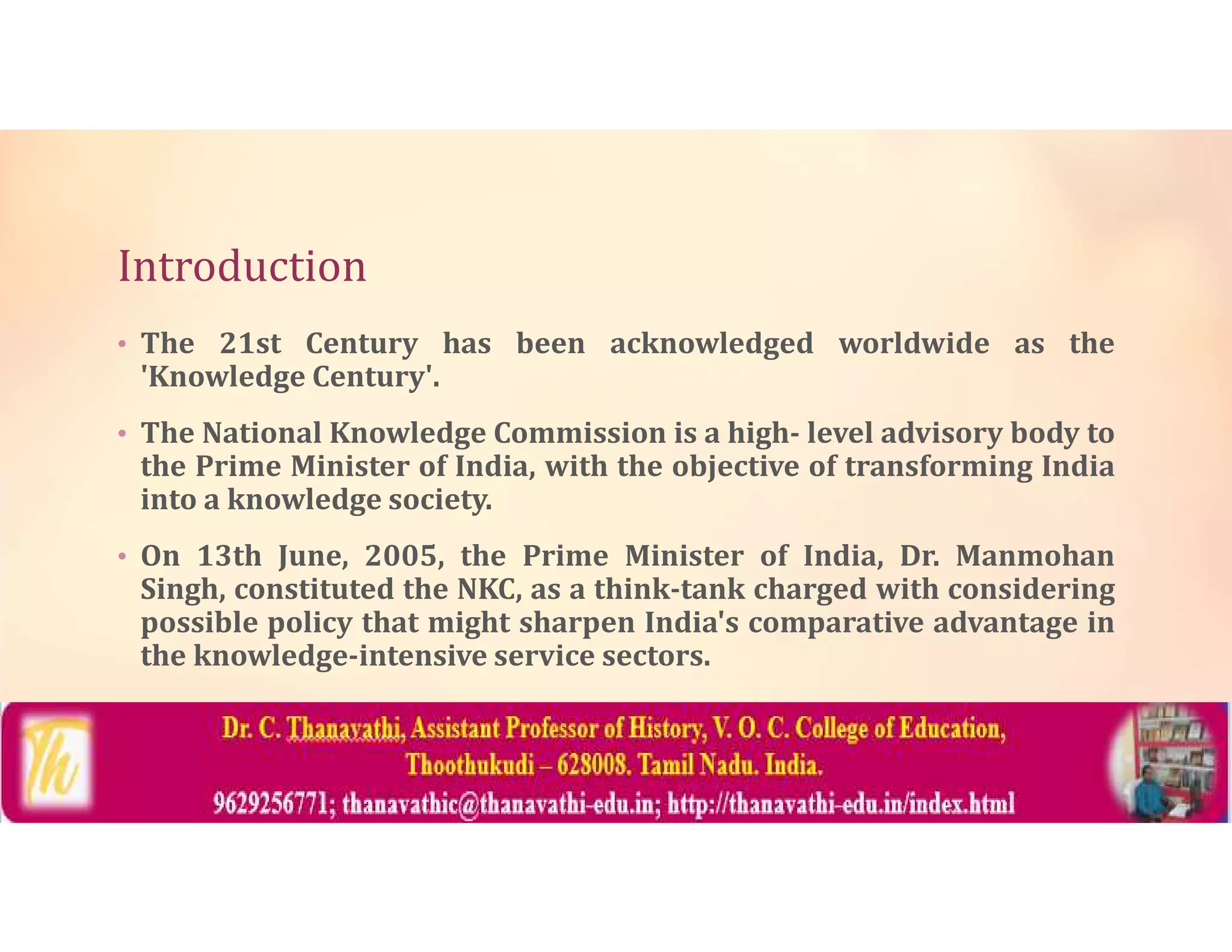 National Knowledge Commission 2005 Dr.C.Thanavathi | PDF