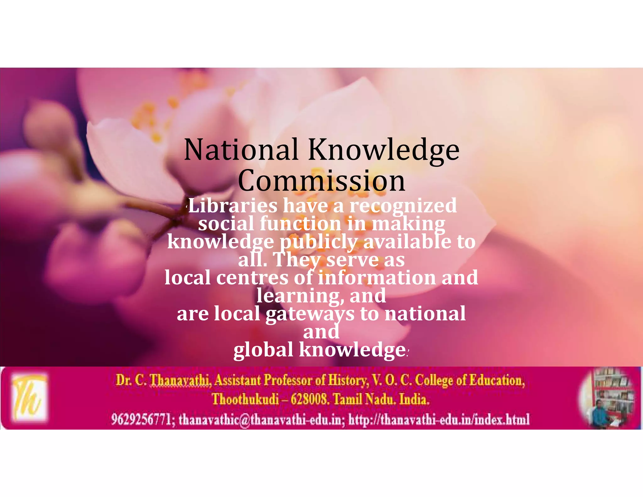 National Knowledge Commission 2005 Dr.C.Thanavathi | PDF