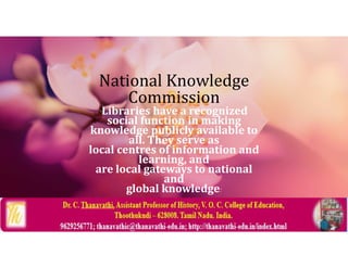 National Knowledge Commission 2005 Dr.C.Thanavathi | PDF