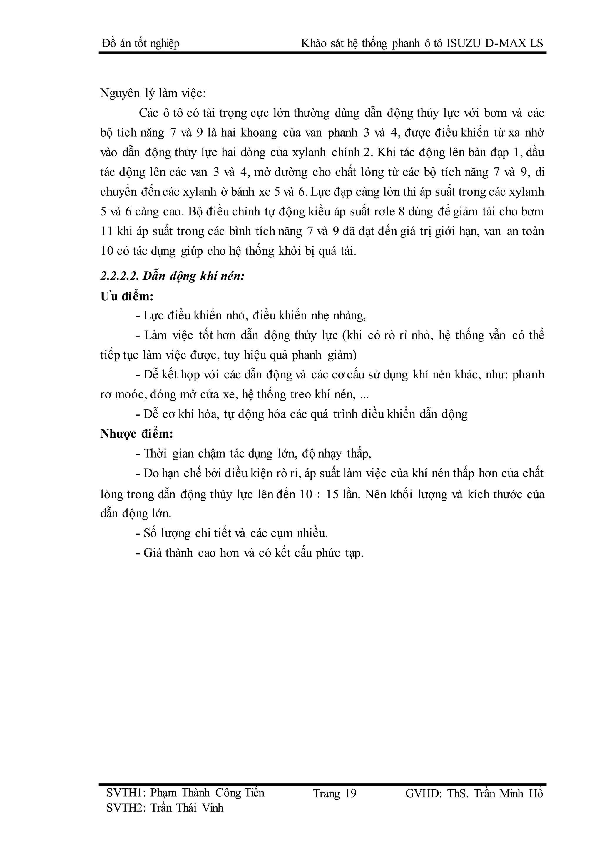 Đồ Án Khảo Sát Hệ Thống Phanh Ô Tô Isuzu D-Max Ls.docx