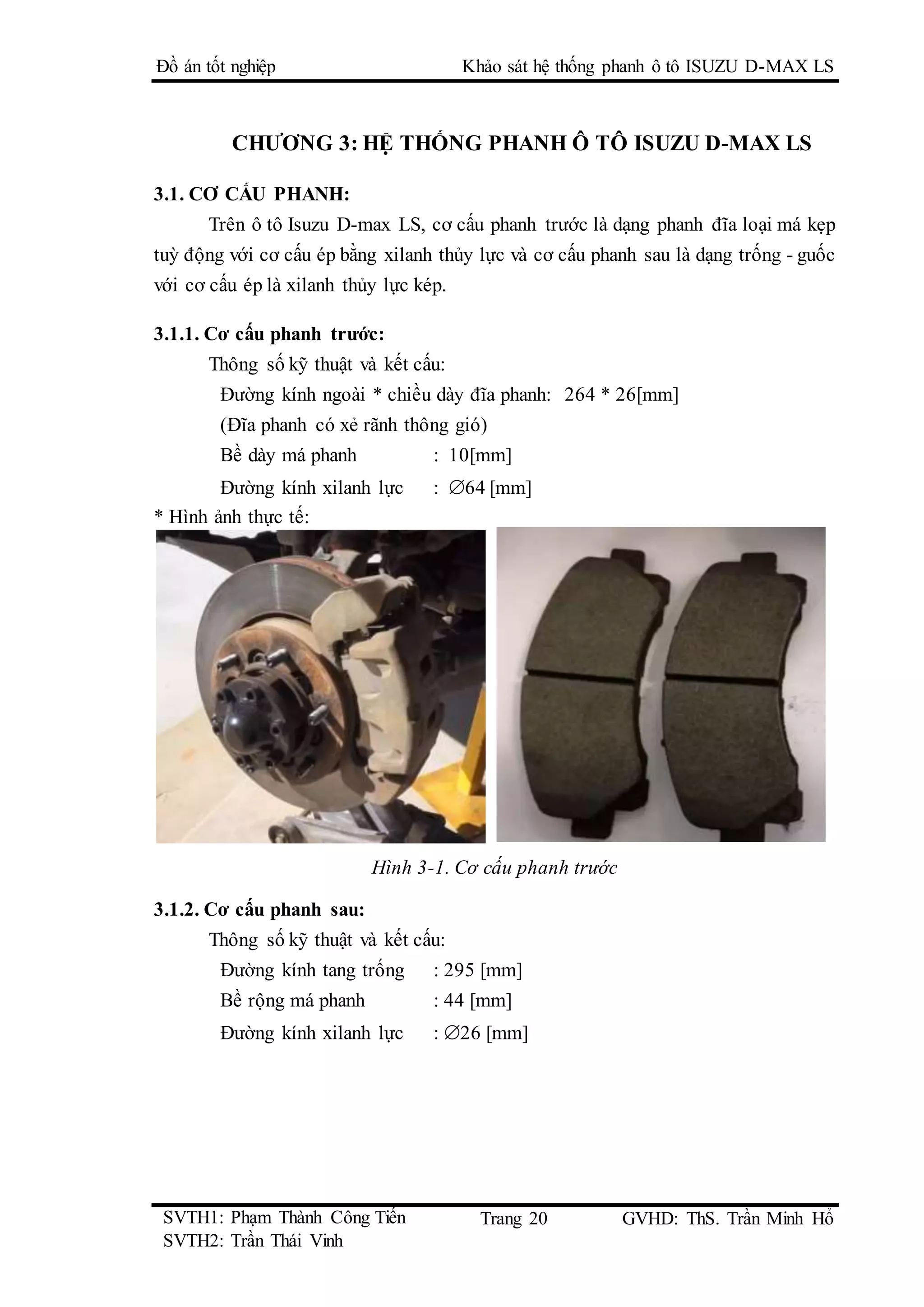 Đồ Án Khảo Sát Hệ Thống Phanh Ô Tô Isuzu D-Max Ls.docx