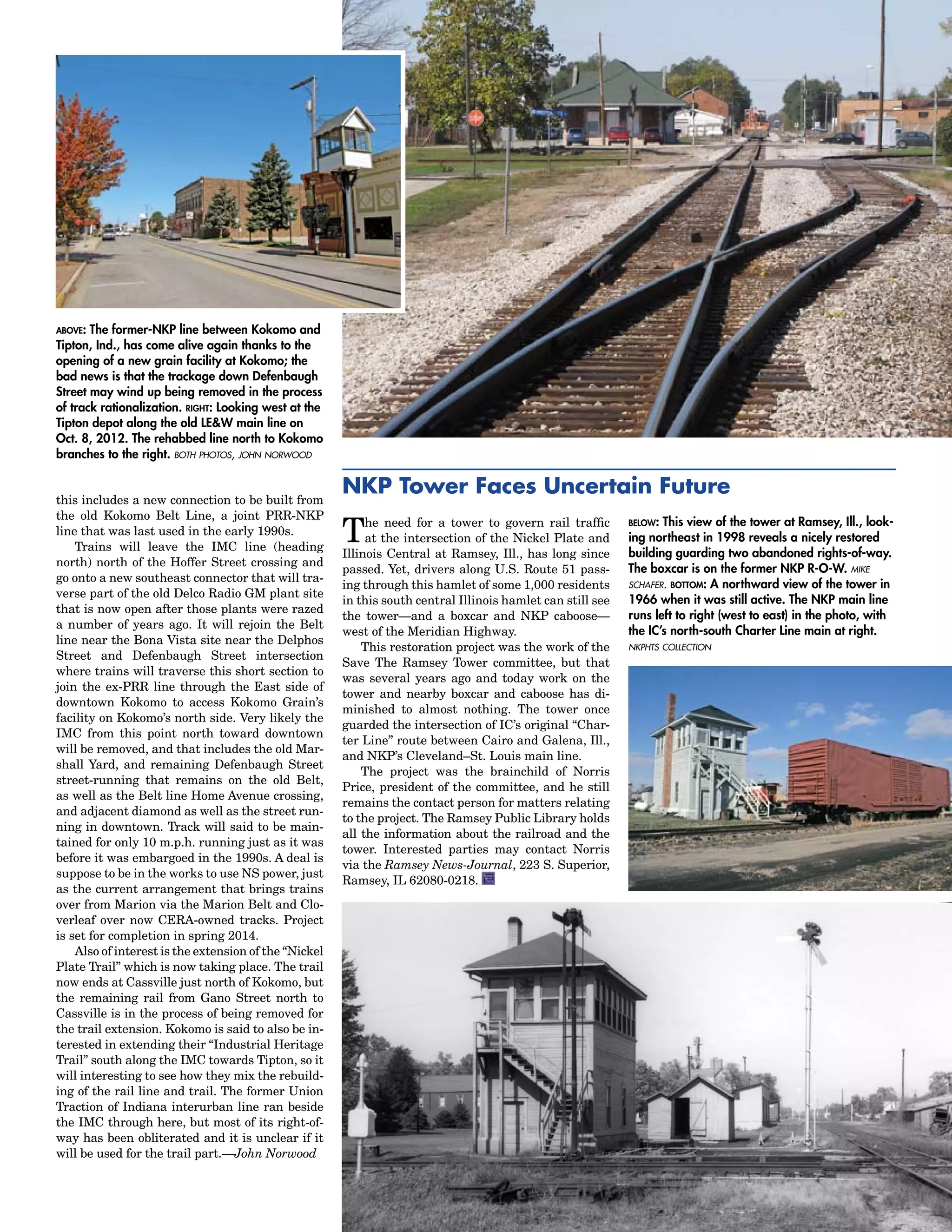 Nickel Plate Road Magazine Fall 2012 Along the Line column | PDF