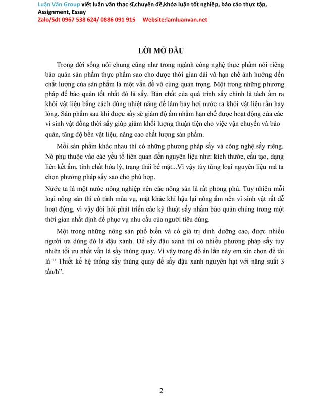 Đồ án Kỹ thuật thực phẩm Tính toán thiết kế thiết bị sấy thùng quay sấy đậu xanh 3 tấn nguyên ...