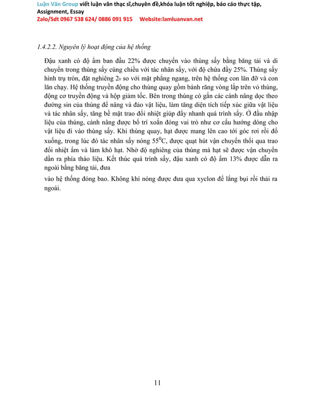 Đồ án Kỹ thuật thực phẩm Tính toán thiết kế thiết bị sấy thùng quay sấy đậu xanh 3 tấn nguyên ...