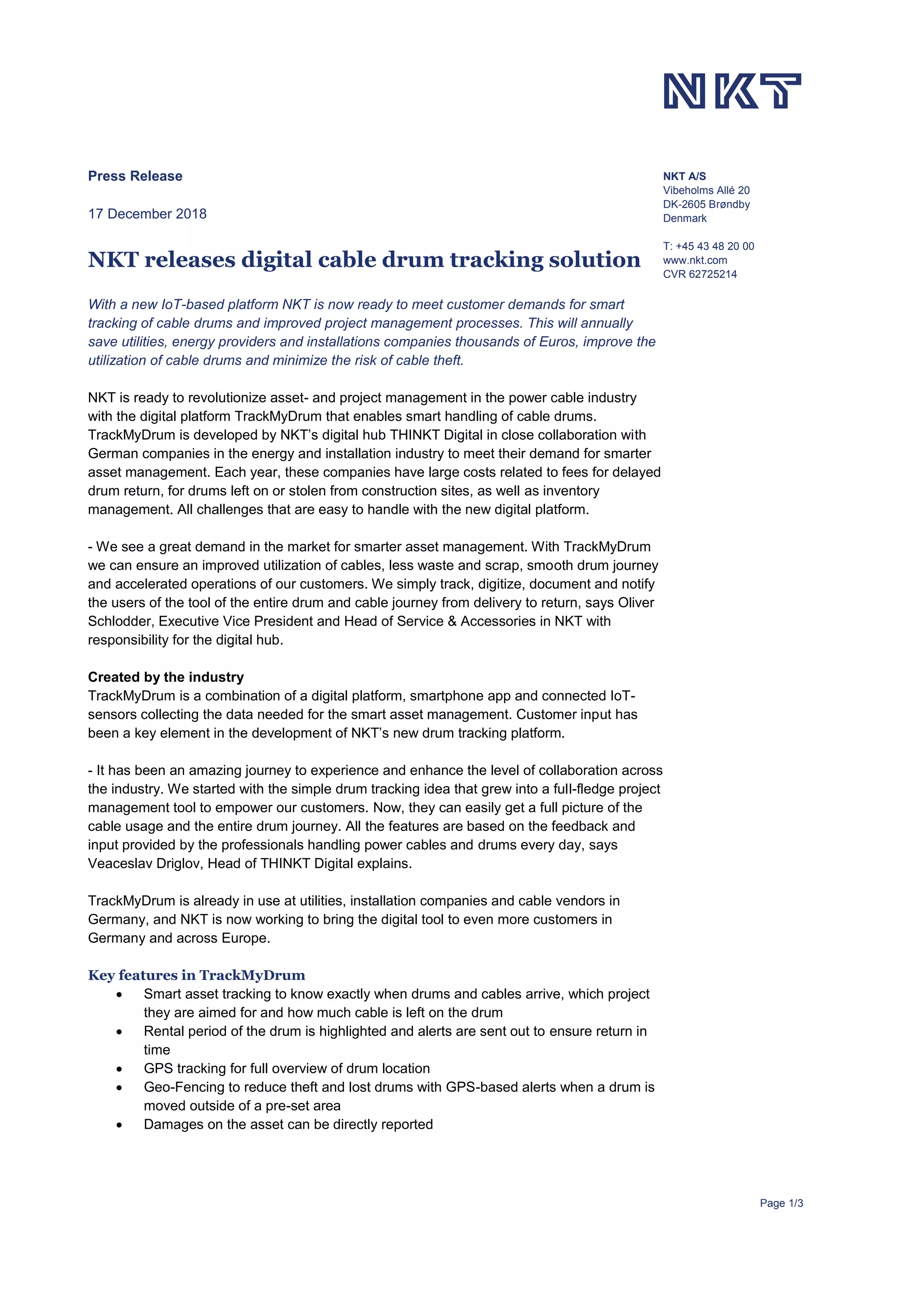Nkt releases digital cable drum tracking solution | PDF