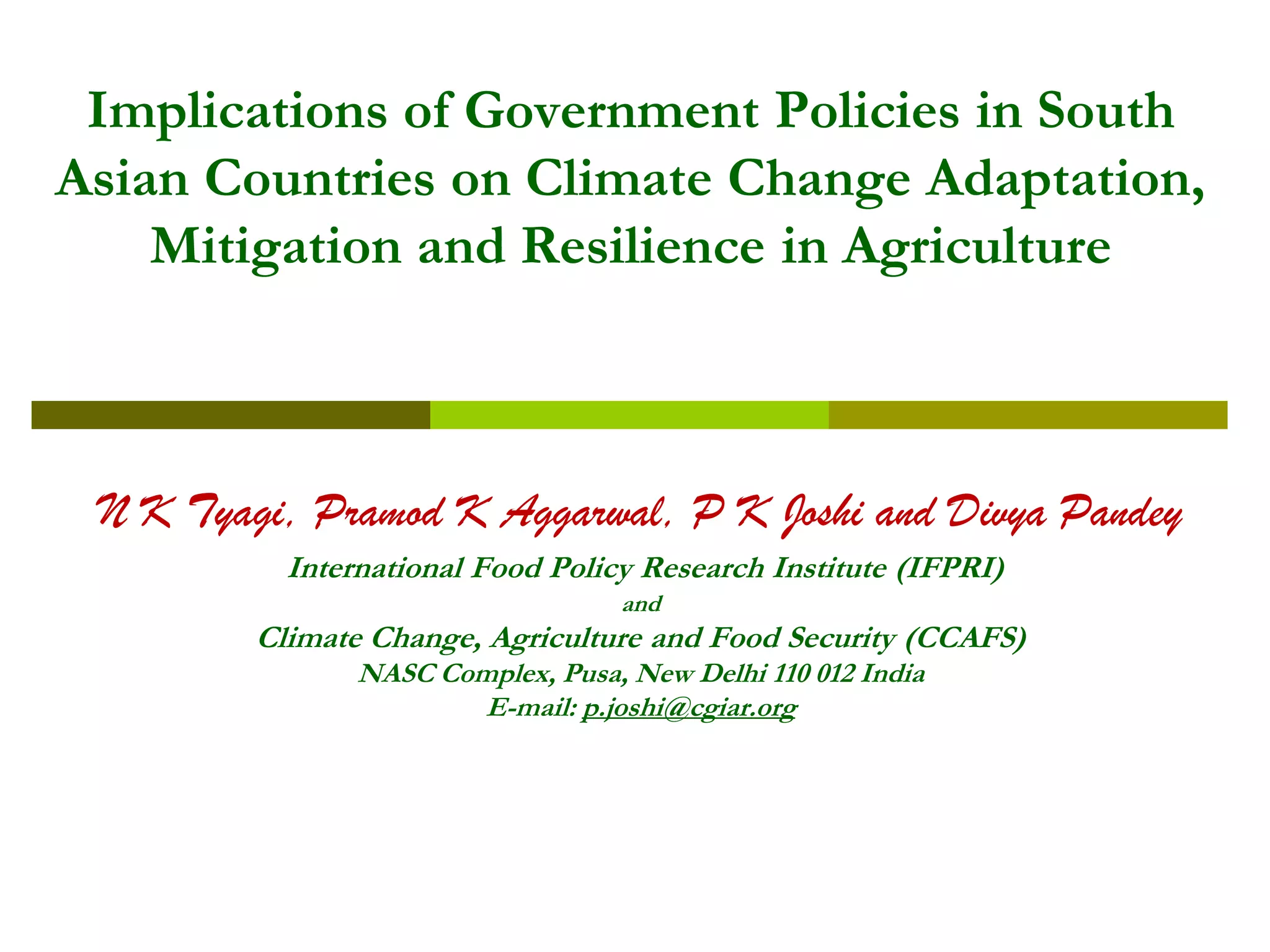 Impact of government policies,programs on climate change adaptation ...