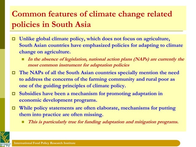 Impact of government policies,programs on climate change adaptation ...
