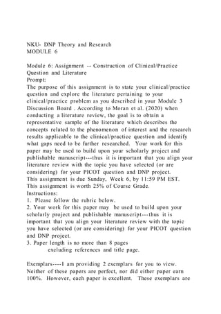 NKU- DNP Theory and ResearchMODULE 6Module 6 Assignment -- | PDF