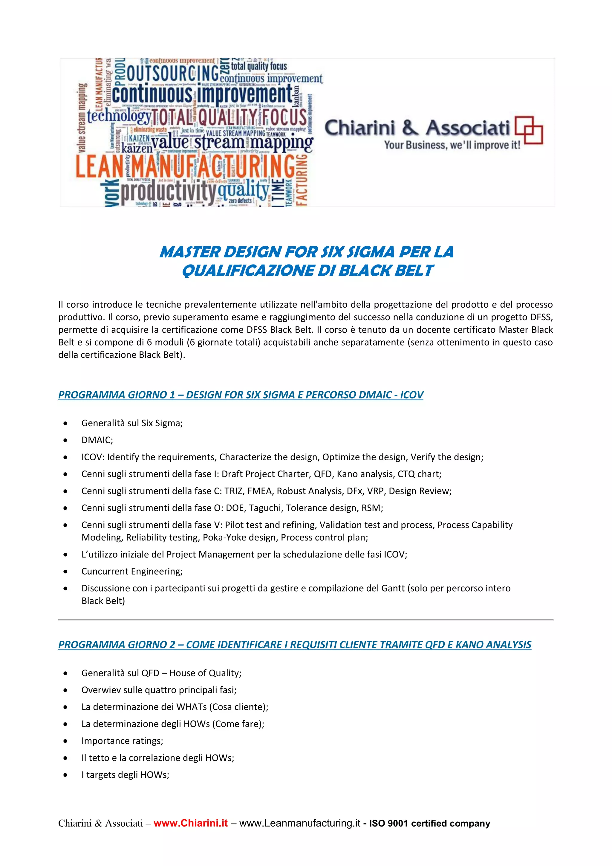 Master design for six sigma programma dettagliato | PDF