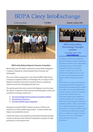 Newsletter: BDPA Cincinnati (August 2015) | PDF