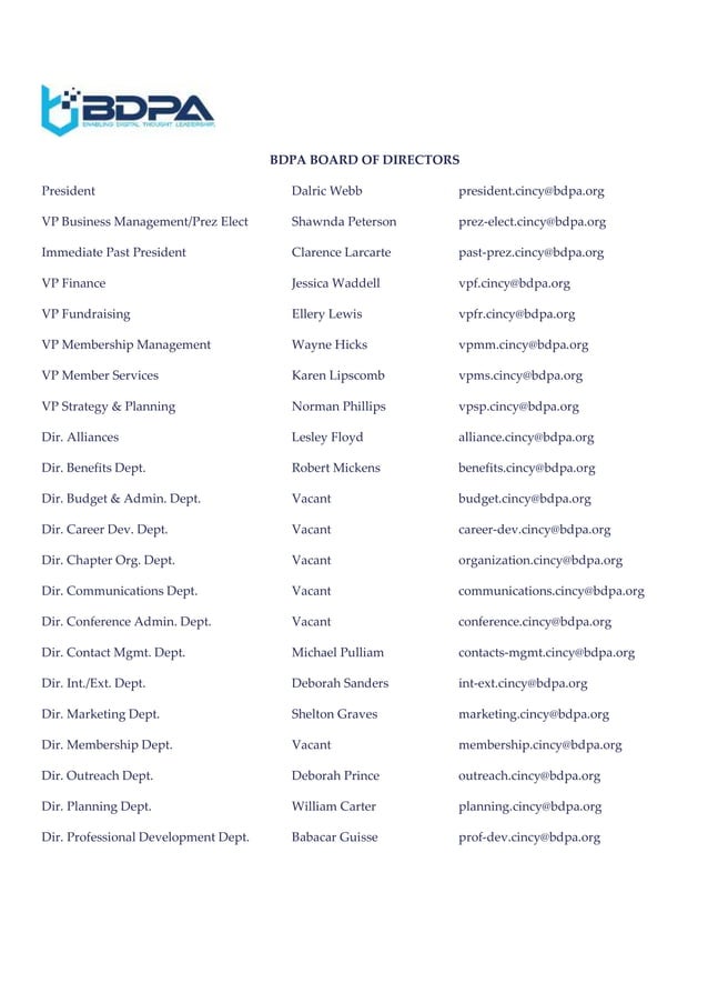 Newsletter: BDPA Cincinnati (August 2015) | PDF