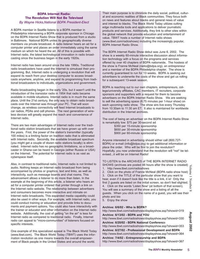 Newsletter: National BDPA (Aug 2002) | PDF