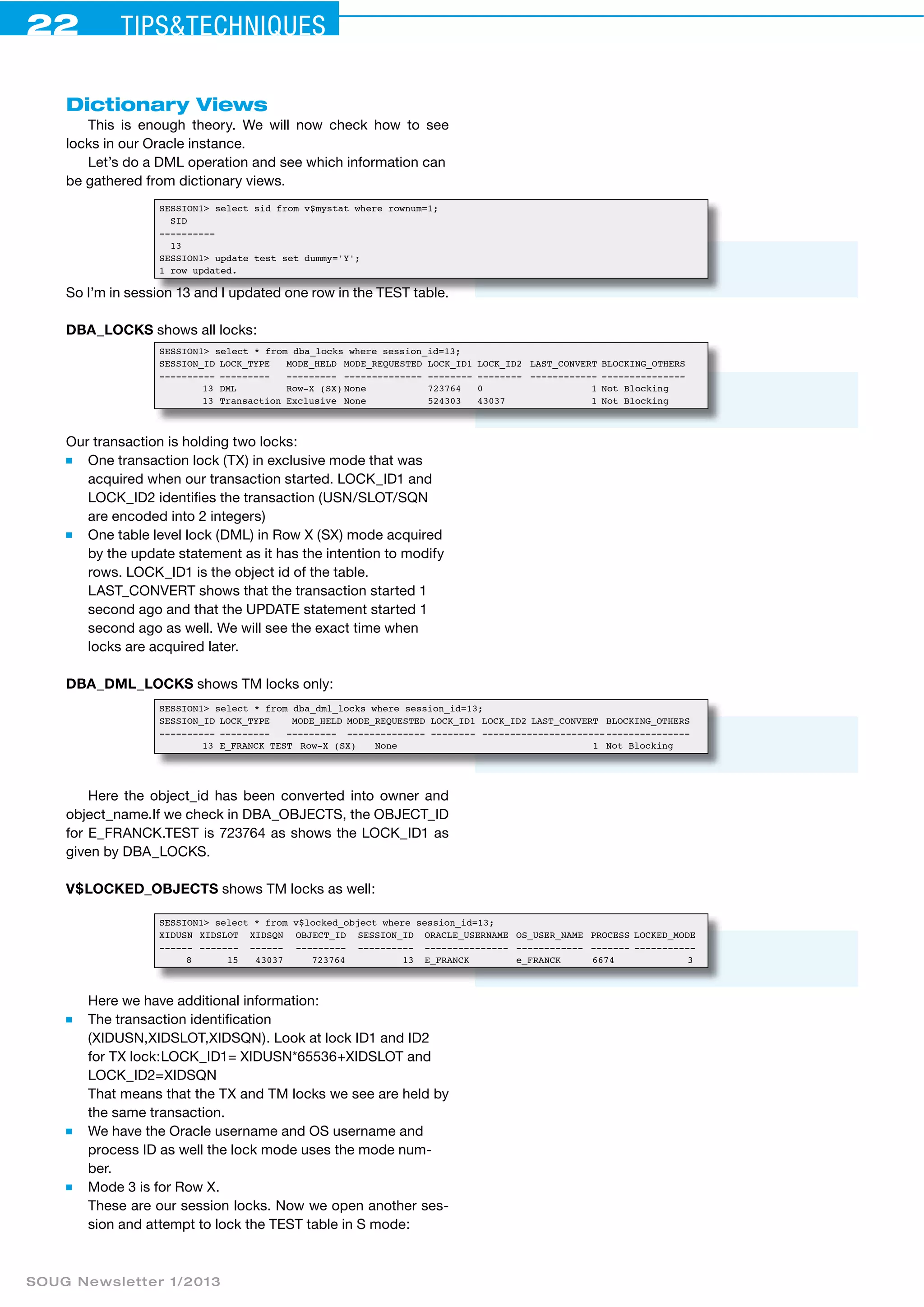 Oracle table lock modes | PDF
