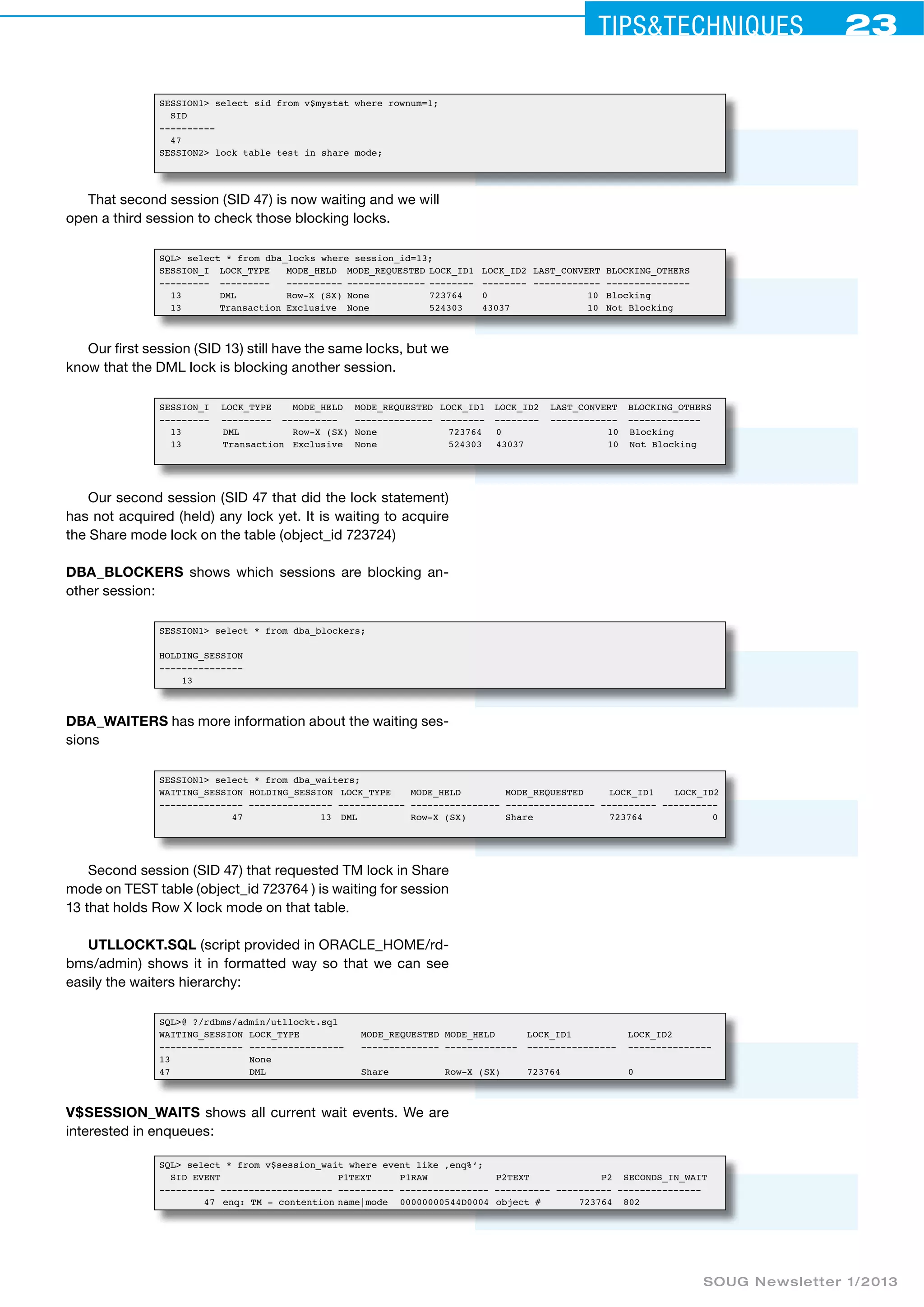Oracle table lock modes | PDF