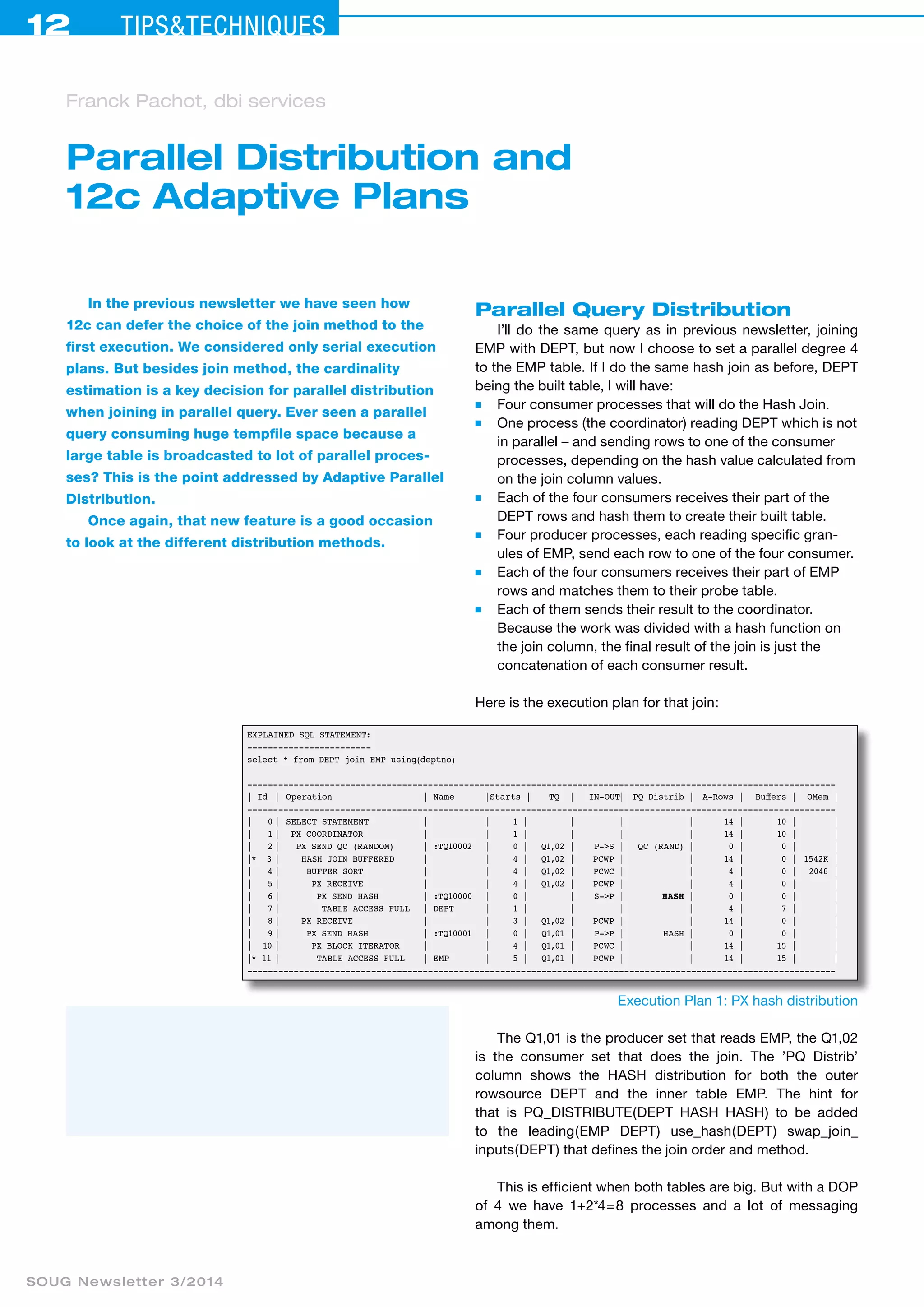 Oracle Parallel Distribution and 12c Adaptive Plans | PDF