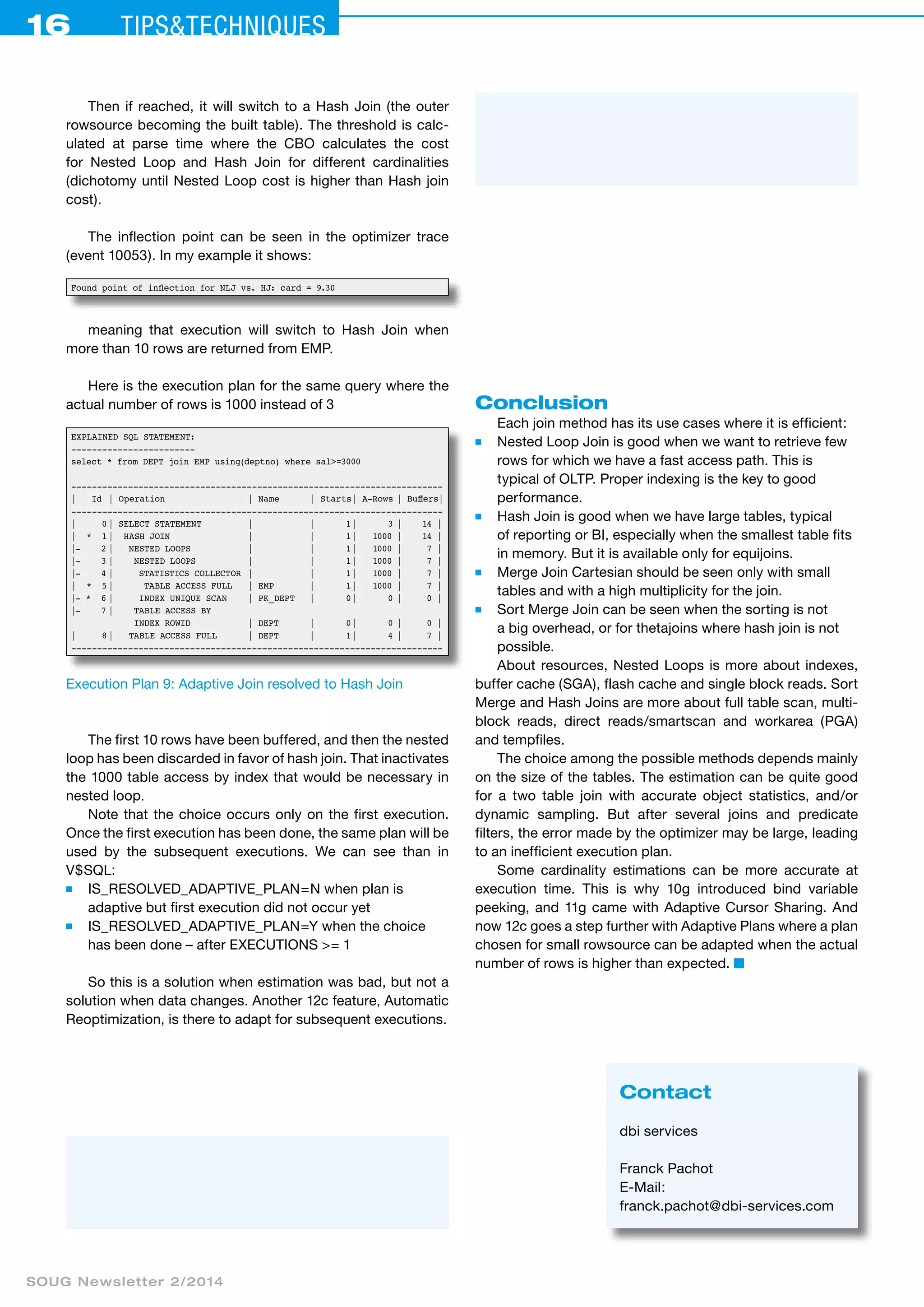 Oracle Join Methods and 12c Adaptive Plans | PDF
