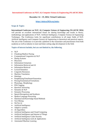 International Conference on NLP, AI, Computer Science & Engineering ...