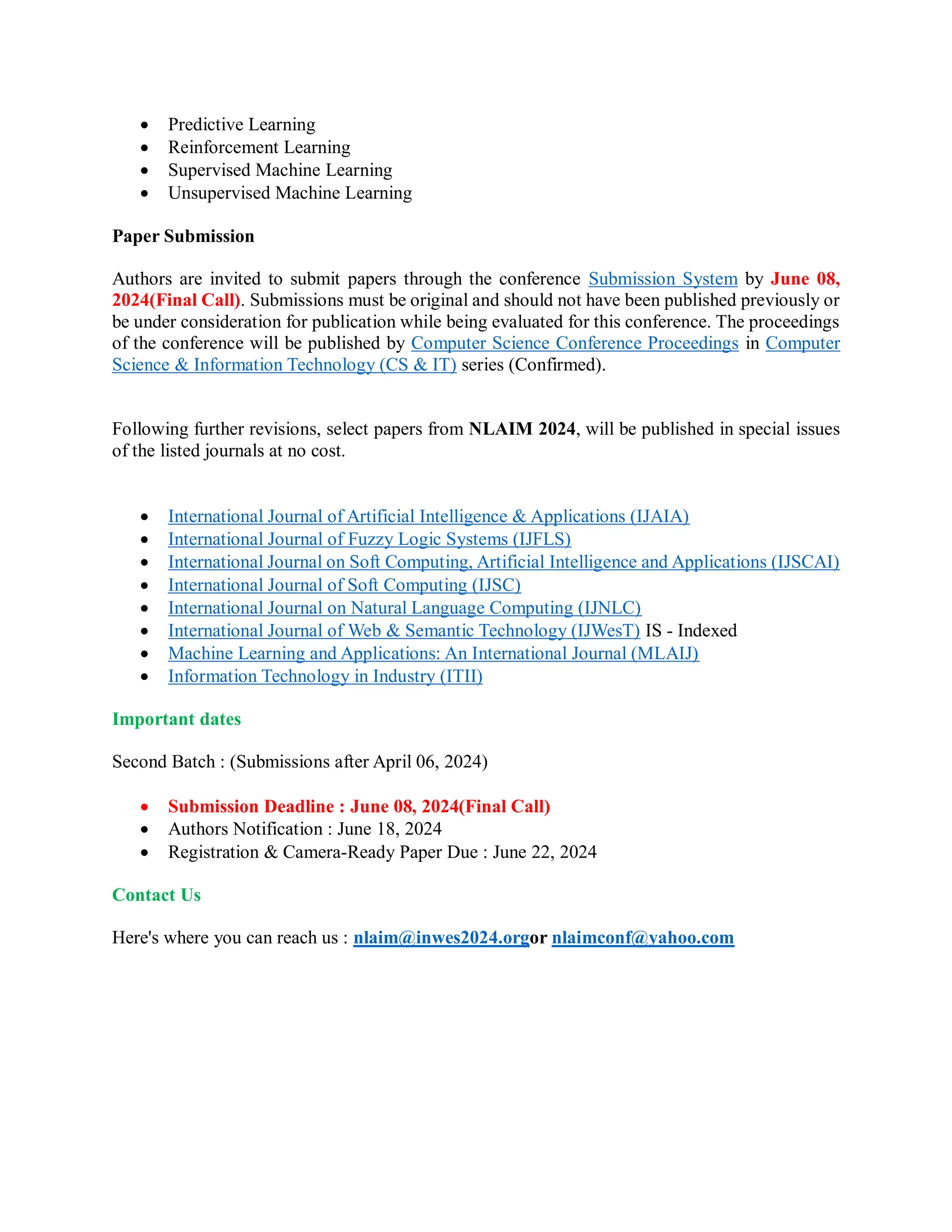 International Conference on NLP, Artificial Intelligence, Machine ...