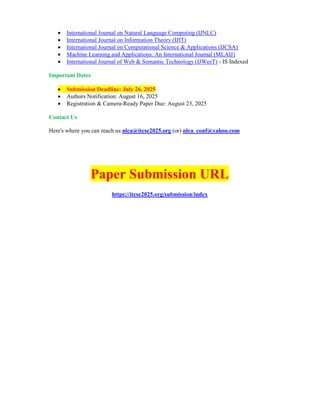 6th International Conference on Natural Language Computing Advances (NLCA 2025) | PDF