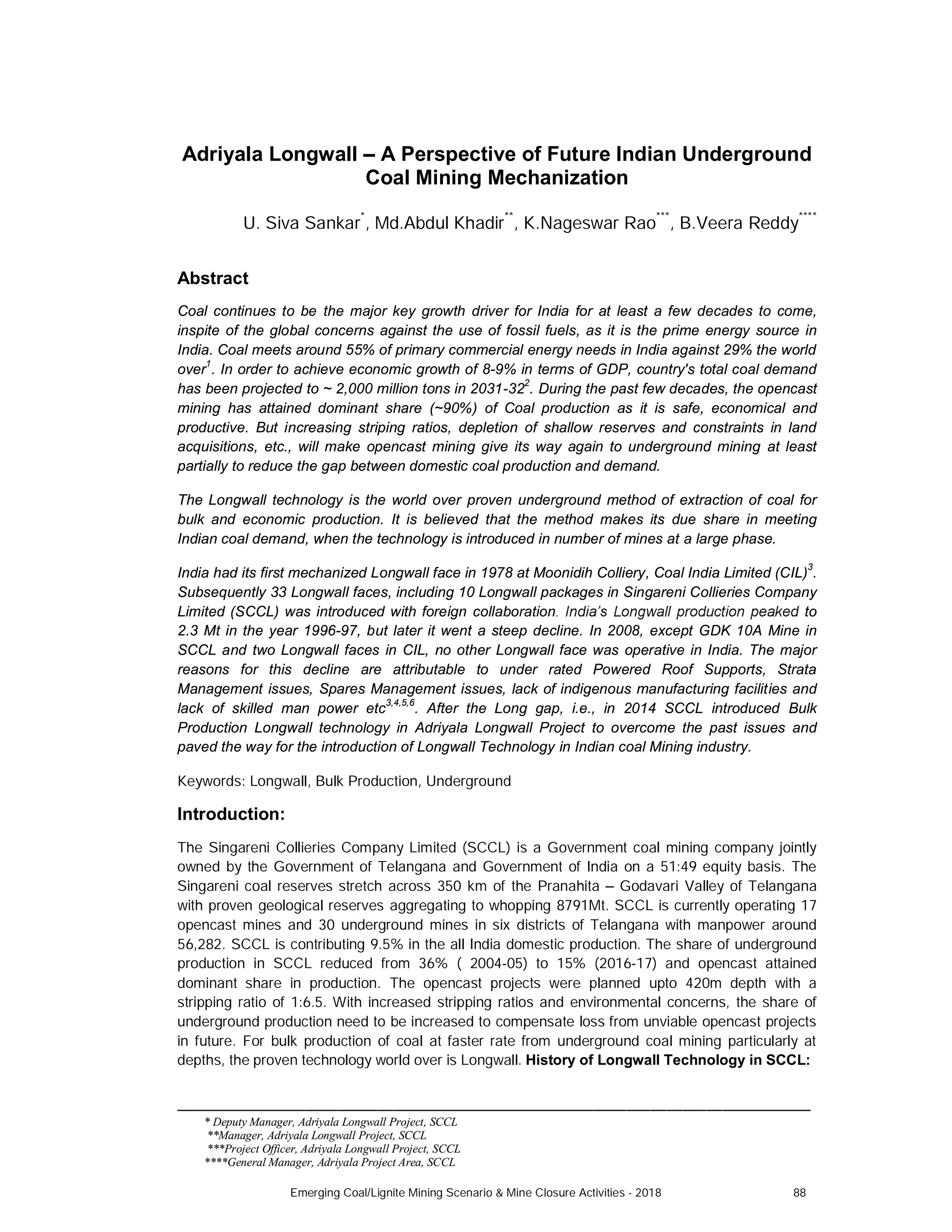 Adriyala longwall paper | PDF