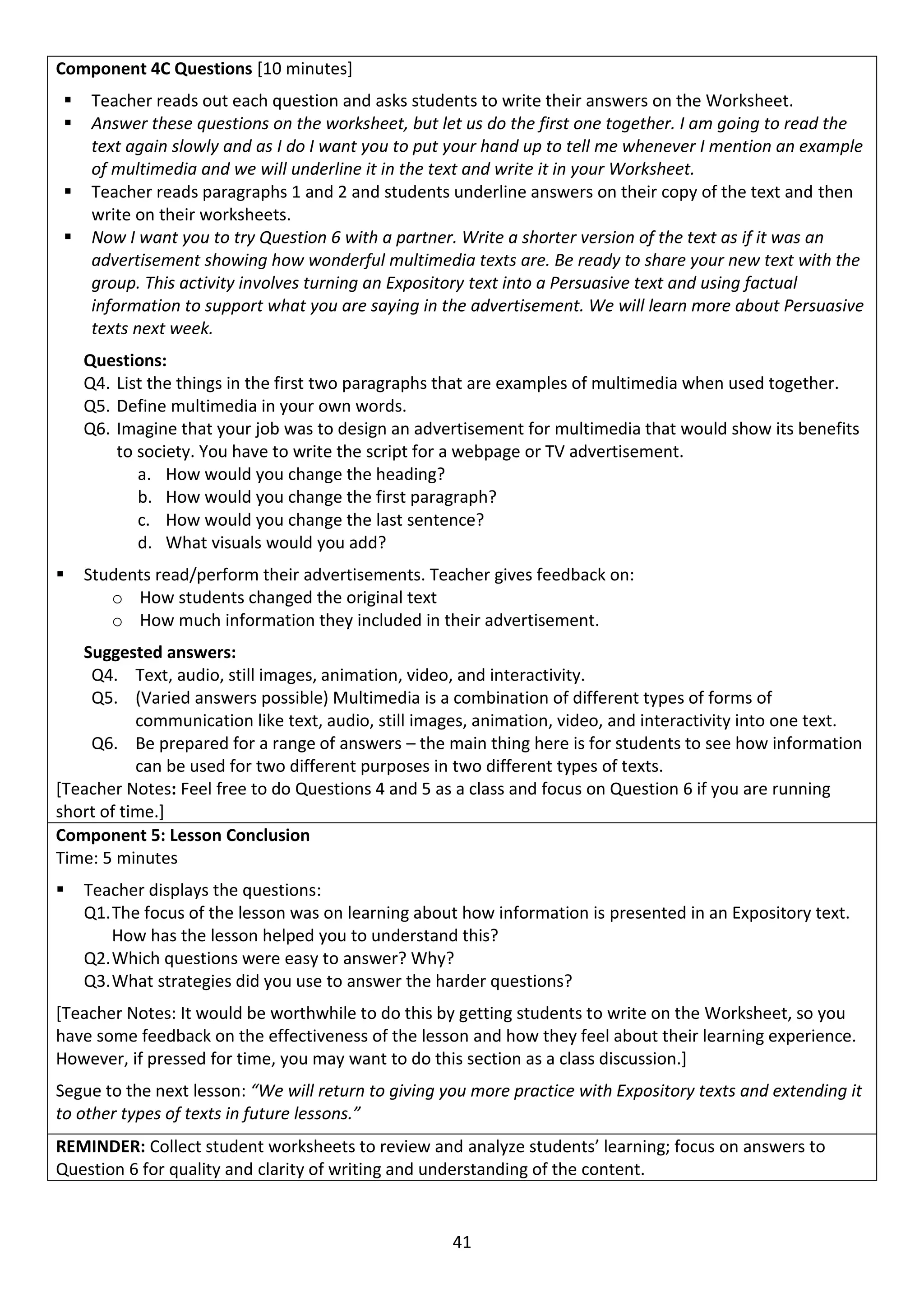 NLC English 7 Consolidation Lesson plan for teacher | PDF