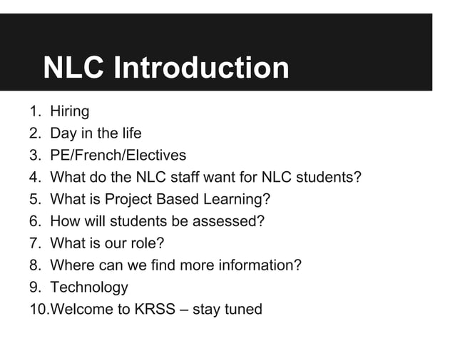 NLC introduction for parents and community | PPT