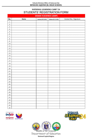 National Learning Camp School Registration Form | PDF