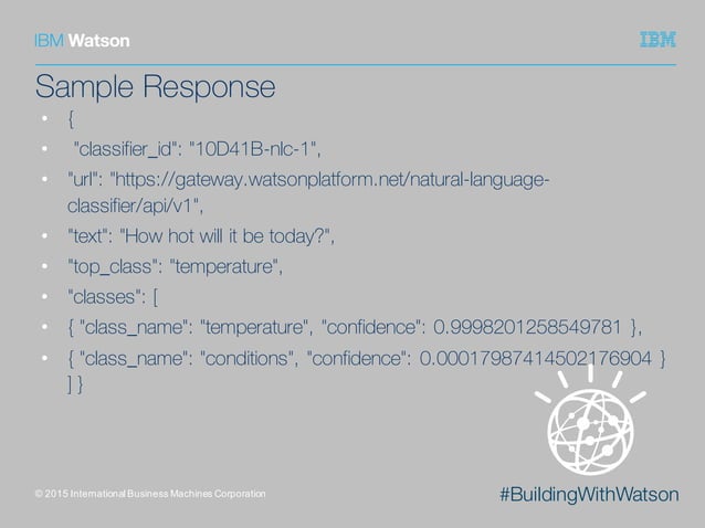 Building with Watson - Interpreting Language Using the Natural Language Classifier API | PPT