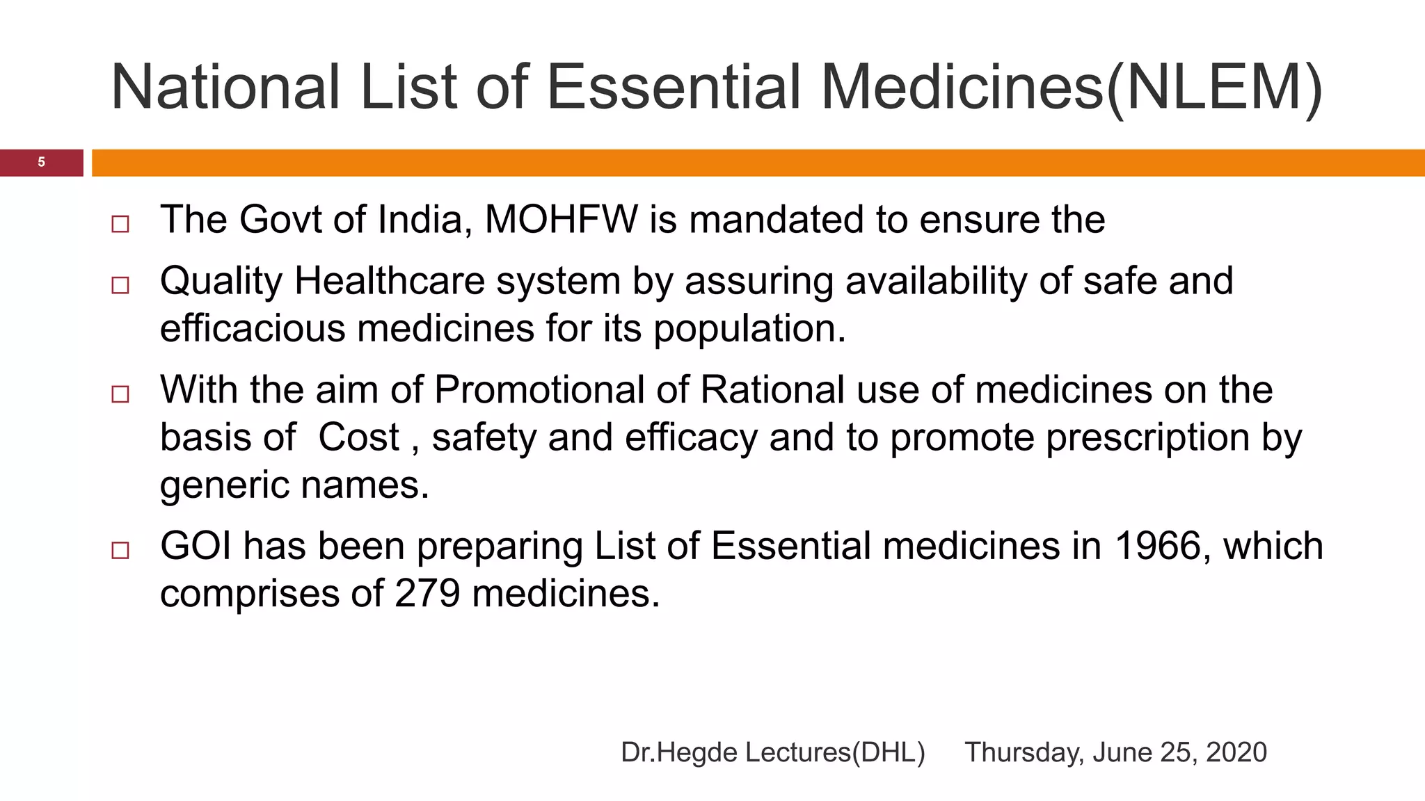 National List of Essential Medicines & Rational Drug Use | PPTX
