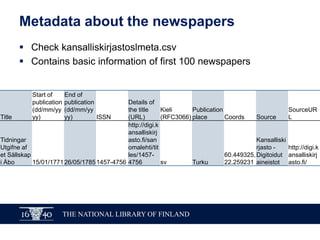 Nlf dhh15 the finnish newspapers’ data set | PPTX