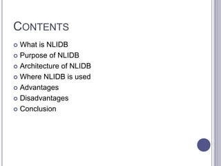 NLIDB(Natural Language Interface to DataBases) | PPTX