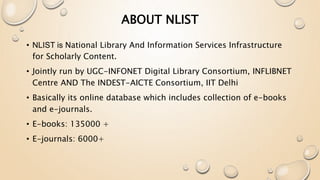 Nlist user education programme | PPTX