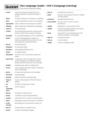 Nll unit 4 vocabulary language learning | PDF