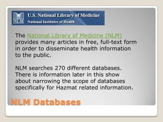 Nlm databases | PPT