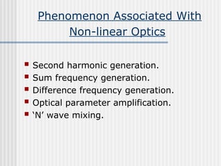 non linear optical phenomena and its basic concepts | PPT