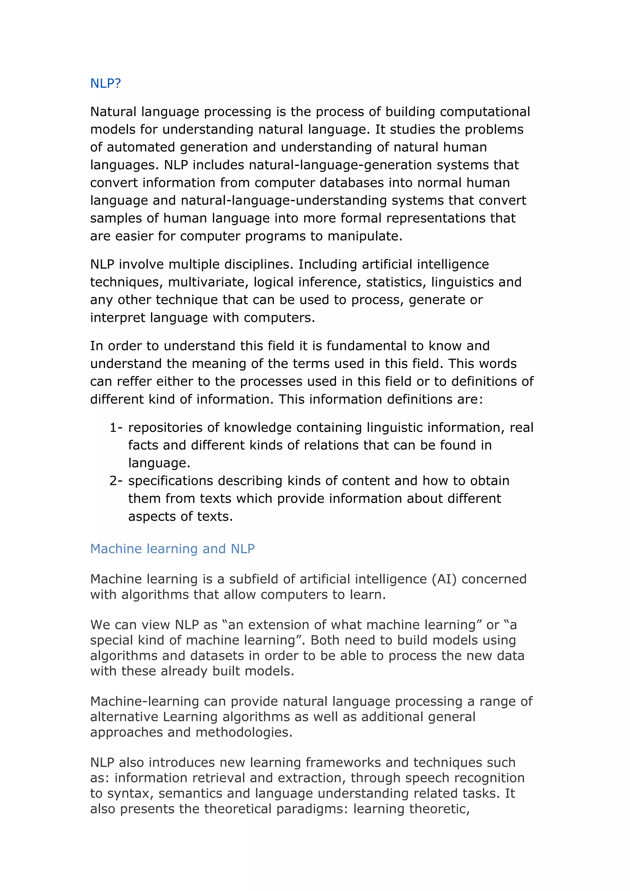 Natural Language Processing | PDF