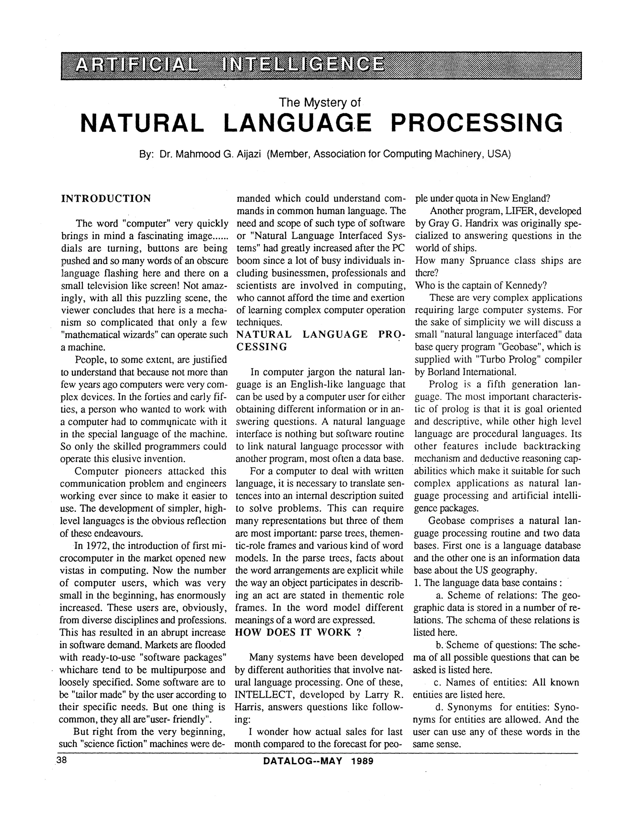 The Mystery of Natural Language Processing | PDF