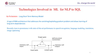 Natural Language to SQL Query conversion using Machine Learning Techniques on HPCC Systems | PPTX