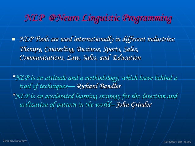 Neuro Linguistic Programming | PPT | Educational Assessment | Education