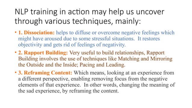 NLP- Rapport Building (LCOO).pptx******** | PPTX | Mental Health | Diseases and Conditions