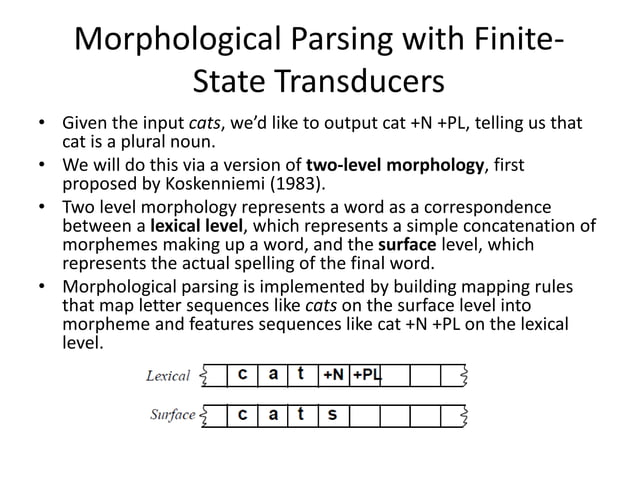 NLP_KASHK:Finite-State Morphological Parsing | PPTX | Programming Languages | Computing