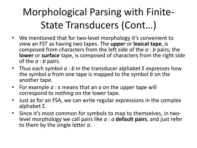 NLP_KASHK:Finite-State Morphological Parsing | PPTX | Programming Languages | Computing